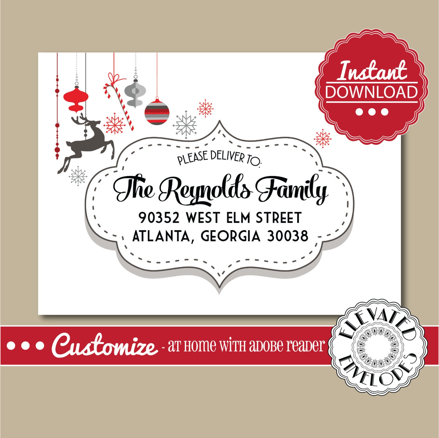 EDITABLE Christmas ENVELOPE TemplateChristmas Envelope