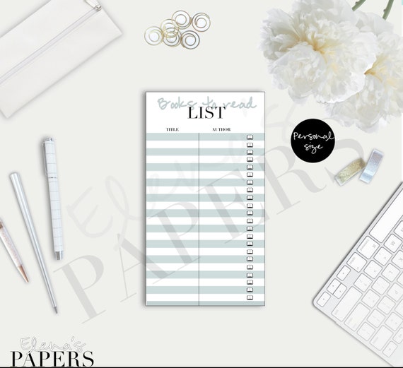 Printable BOOK LIST insert for your personal by ElenasPapers