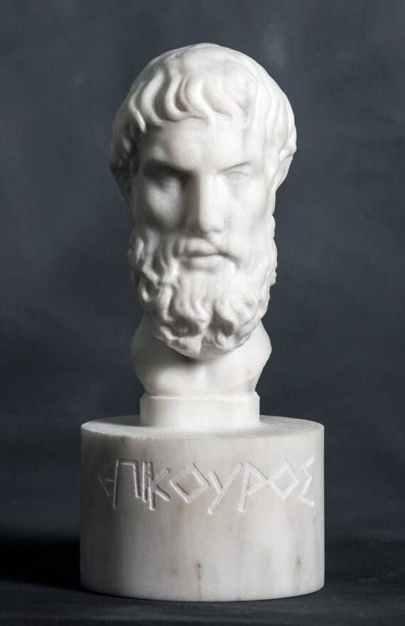MARBLE bust of Philosopher Epicurus carved Greek by GreekMarbleArt