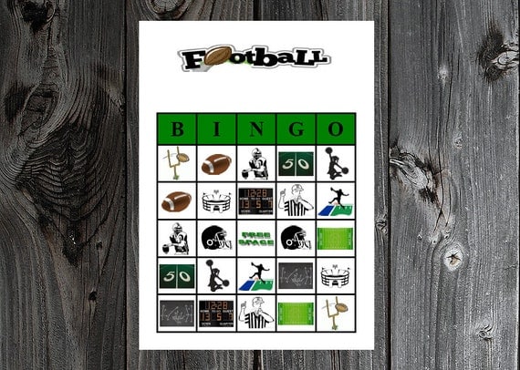 Football Bingo 30 Printable Sports Birthday Party by BingoShop4u