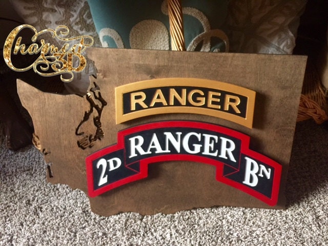 Army Ranger 3D wall decor. 24 State with Tab Scroll