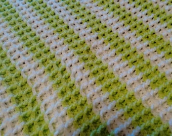 Items similar to Green and white waffle pattern baby blanket on Etsy