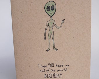 Alien birthday card | Etsy