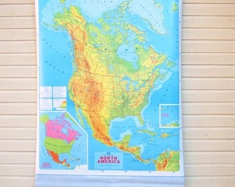 Pull down map | Etsy