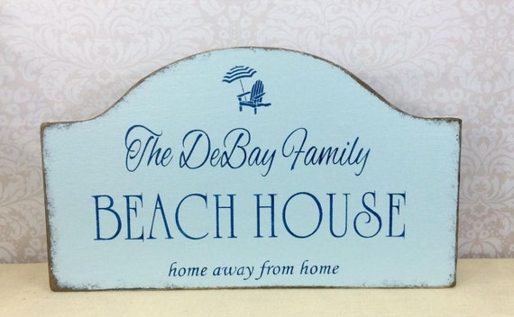 Items similar to BEACH HOUSE wood sign, personalized family est date ...