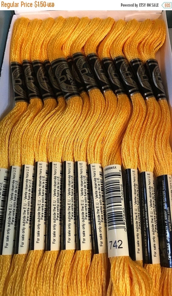 ON SALE DMC 742 Light Tangerine Embroidery Floss by southpassbeads