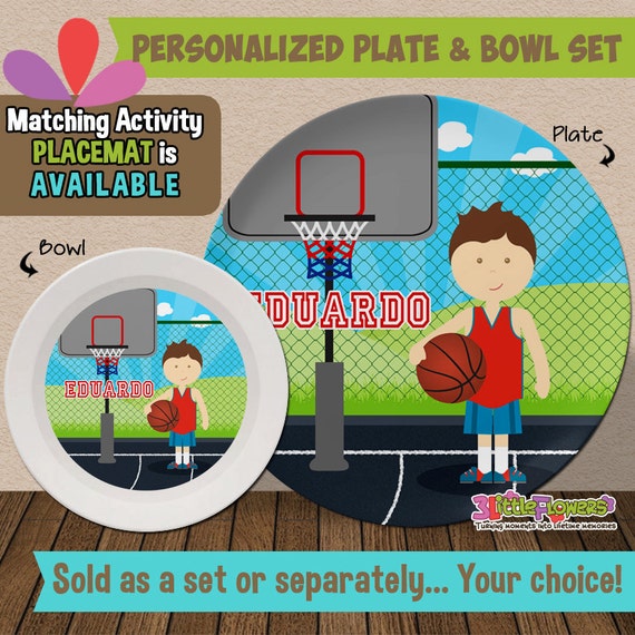 Basketball Plate and Bowl Set Personalized by 3littleflowers