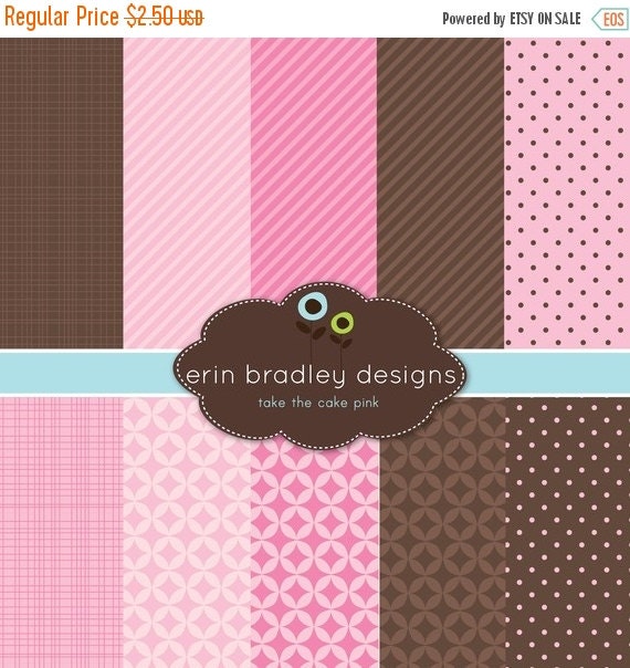 SALE Pink and Brown Digital Scrapbooking by ErinBradleyDesigns