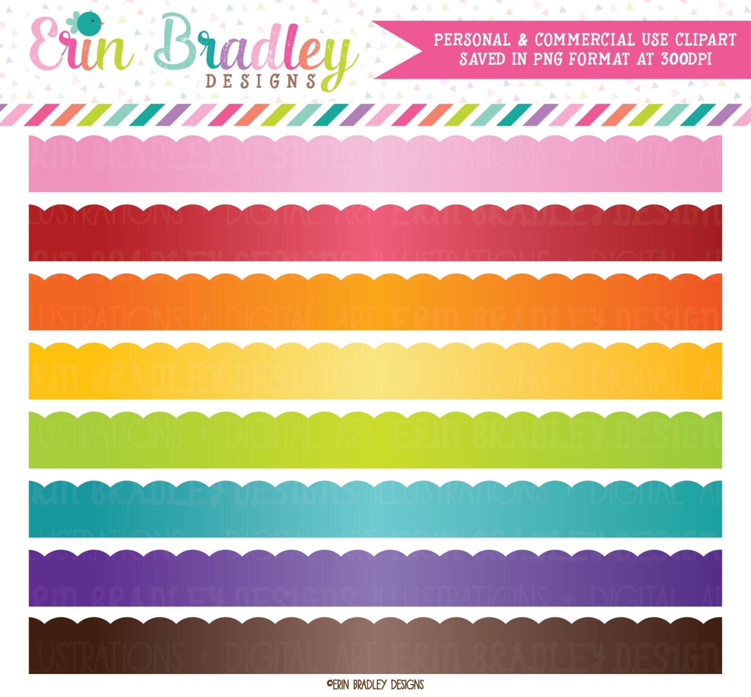 Faded Borders Clipart Graphics Personal & by ErinBradleyDesigns