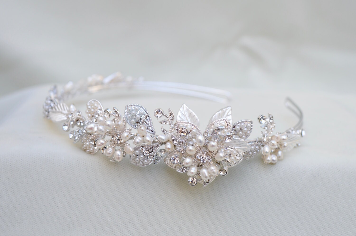 Bridal Swarovski Crystal And Pearl Headband Wedding Head