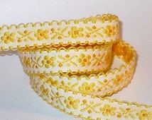 24hr SALE 1/2" Sunny Days Yellow Embroidered Ribbon, Yellow Ribbon Trim ...
