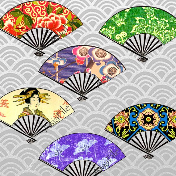 Digital Printable Japanese Fans Images Digital Art Asian