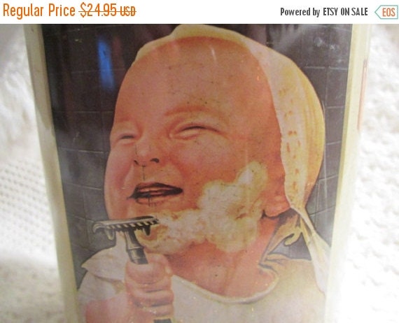 THANK YOU SALE Vintage Gillette Baby Shaving Tin Container Mustache ...