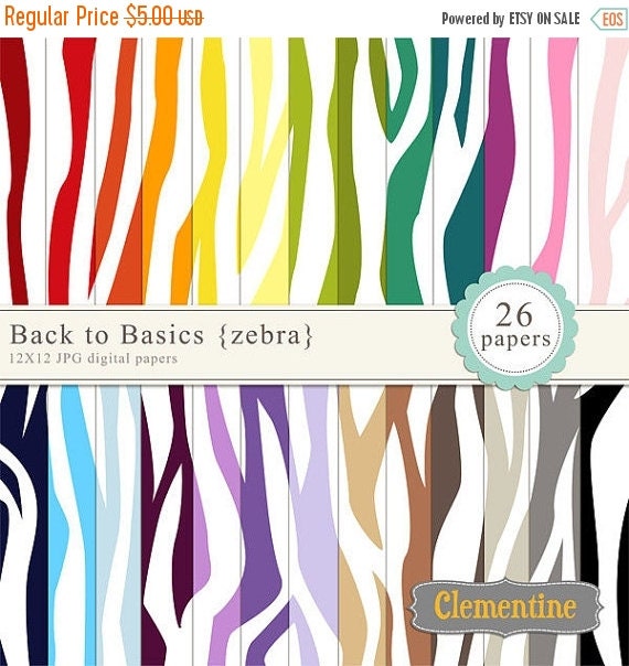 60% OFF SALE Zebra digital paper 12x12 by ClementineDigitals
