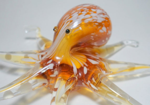Murano Hand Blown Art Glass Octopus Paperweight Octopus