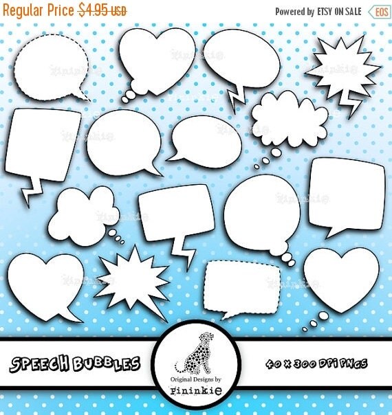 80% OFF SALE Speech Bubbles Clip Art INSTANT Download by Pininkie