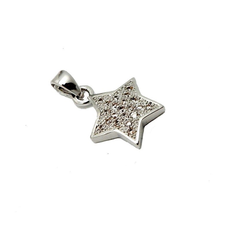 Rhinestone Star Charm Silver Plated by jewelersparadise on Etsy