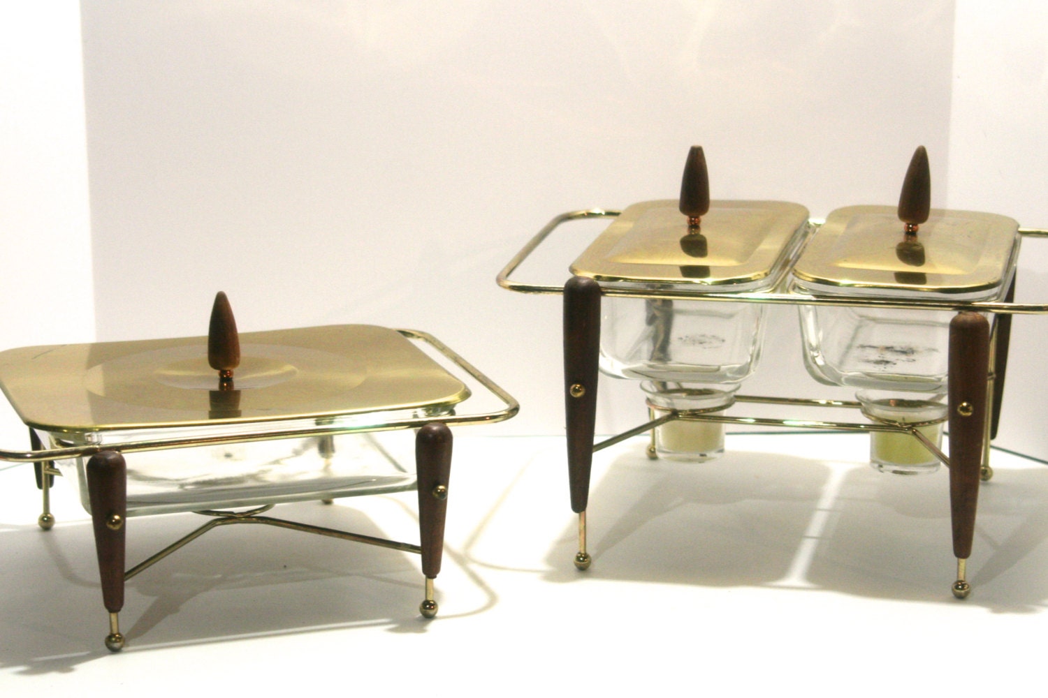 Vintage Pyrex Covered Casserole Chafing Dish Set Buffet Food Warmer ...