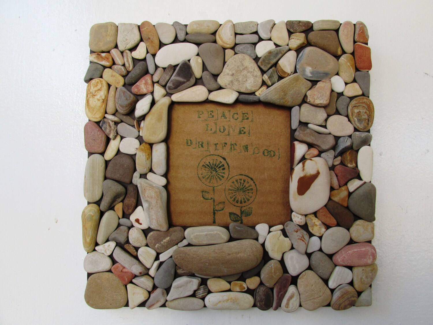 Beach Rock Frame 3.5 x 3.5 Rustic Beach Frame Stone Art