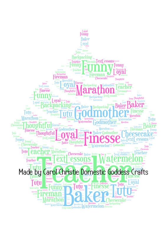 Cupcake Cake Print Cake Word ArtCupcake Word Cloud