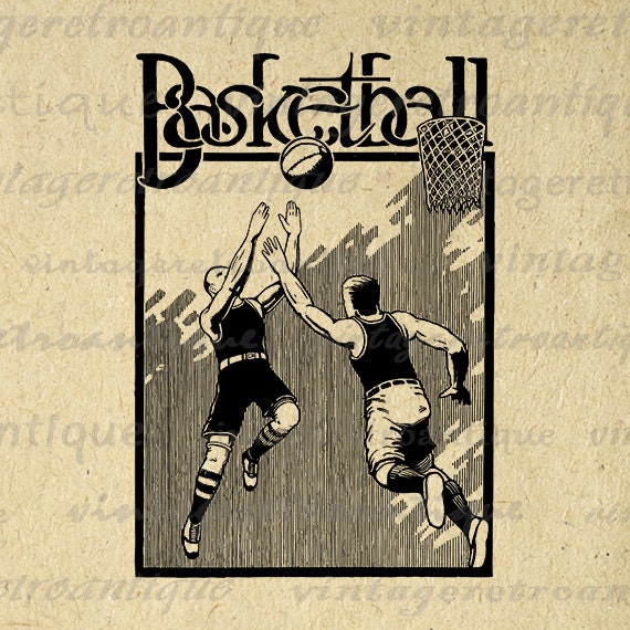 Antique Basketball Artwork Digital by VintageRetroAntique on Etsy