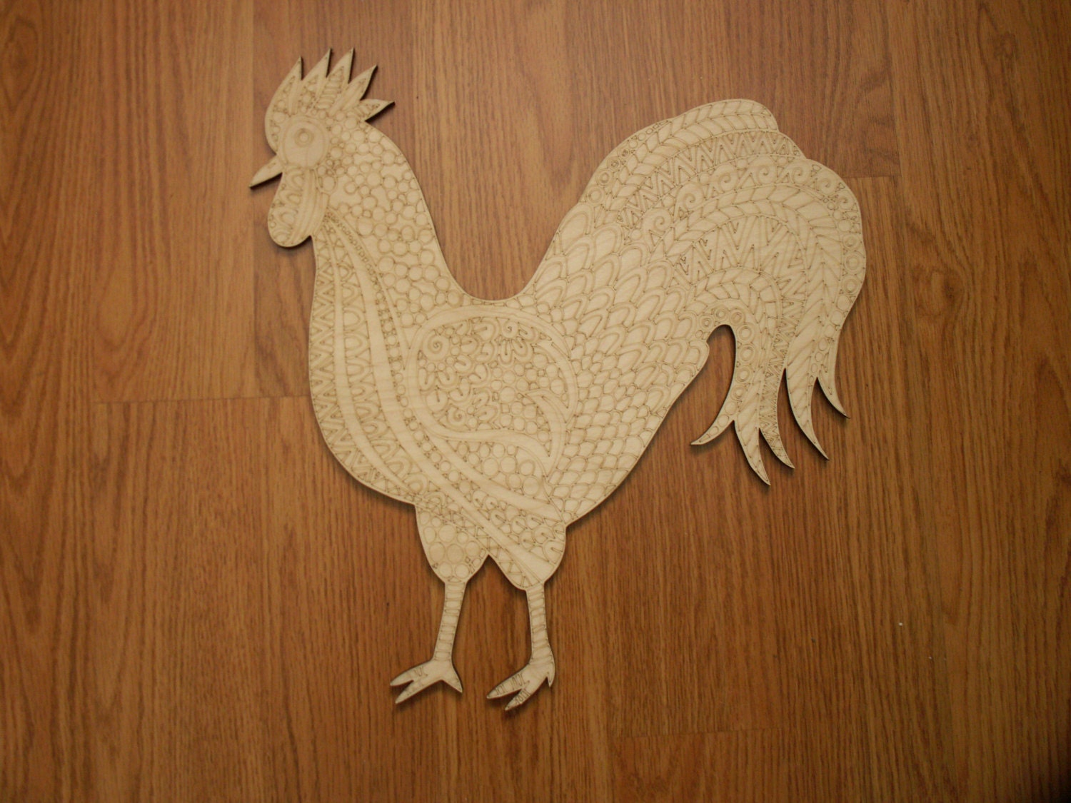 Large Rooster Wood Cutout Laser Cut Unfinished by TomaCraftPlace