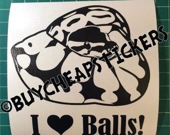 Ball Python Snake Decal/Sticker I Love Balls 4X4
