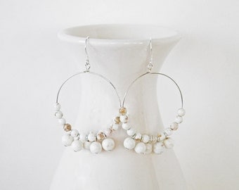 White hoop earring | Etsy