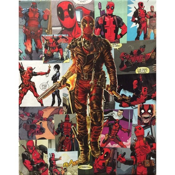 Deadpool comic collage 8inX10in canvas by Nerdfest on Etsy