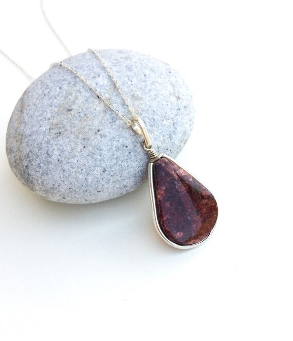 Red Jasper pendant Sterling Silver pendant natural red