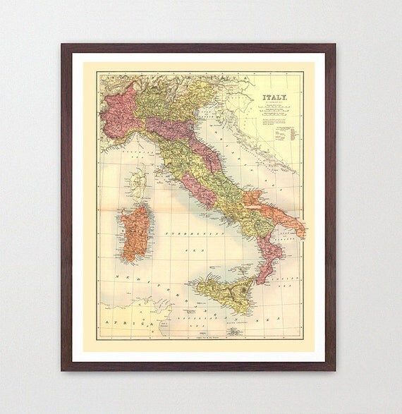 Italy Map Map Art Map Decor Italy Art Italy Map Art