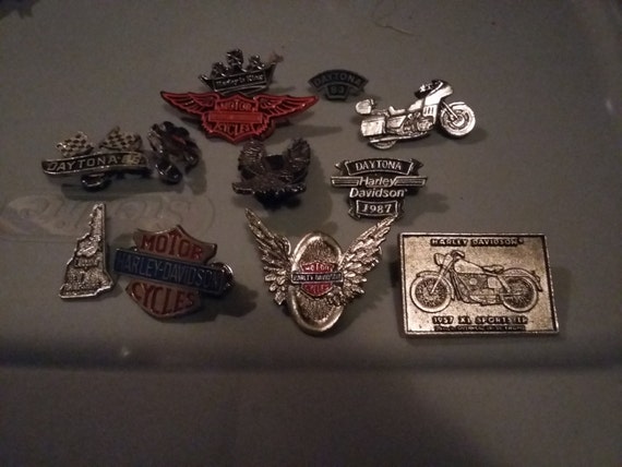 vintage deadstock Harley Davidson pins 1970s 80s retro mens