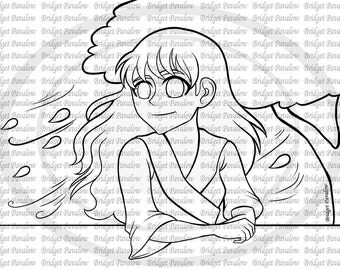 Manga coloring page | Etsy