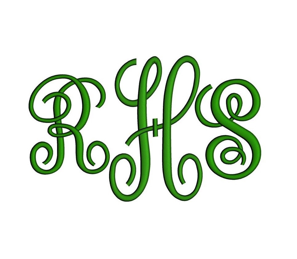 Large Fancy Monogram Embroidery Font Upper Case Satin Stitch
