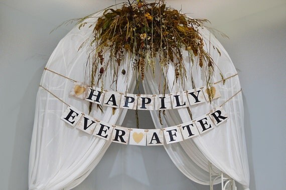 Wooden wedding banner Rustic wedding sign Happily Ever After