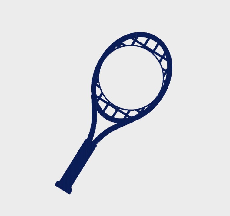 Tennis Racket Monogram Border embroidery file in 5 sizes Font