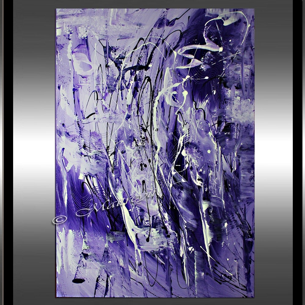 Purple Painting Original ABSTRACT ART OIL Painting by largeartwork