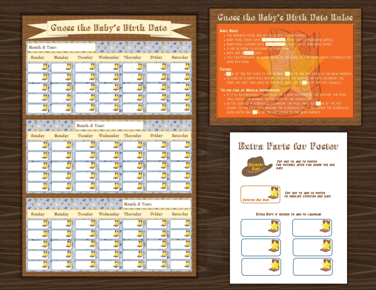 3 Month Baby Due Date Poster Birthday Betting Pool 24x36 In