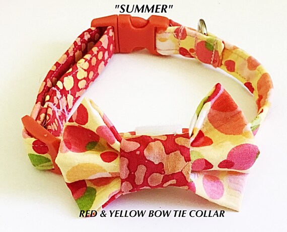 Red & Yellow Summer Time Bow Tie Collar for by KVSPetAccessories