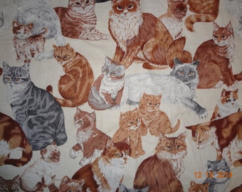 Cat print fabric | Etsy