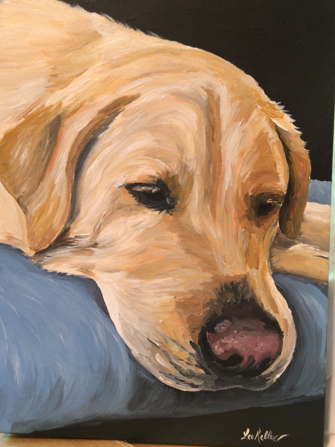 Yellow Lab art print from original yellow labrador canvas