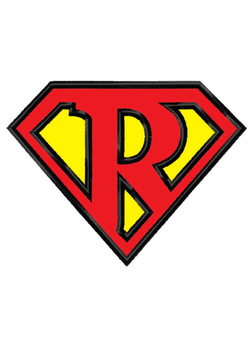Superman Letter R...Applique Machine Embroidery DESIGN NO. 544