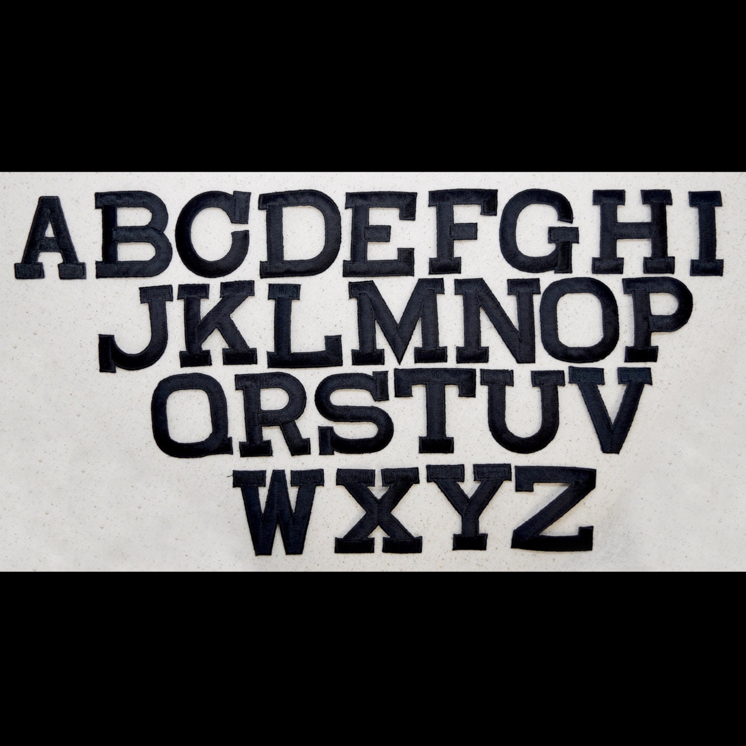 Alphabet Letter BLACK Block Style 2 INCH Iron on