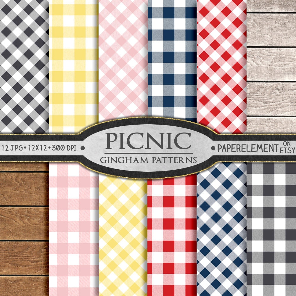 Gingham Digital Paper Seamless Patterns Buffalo Check