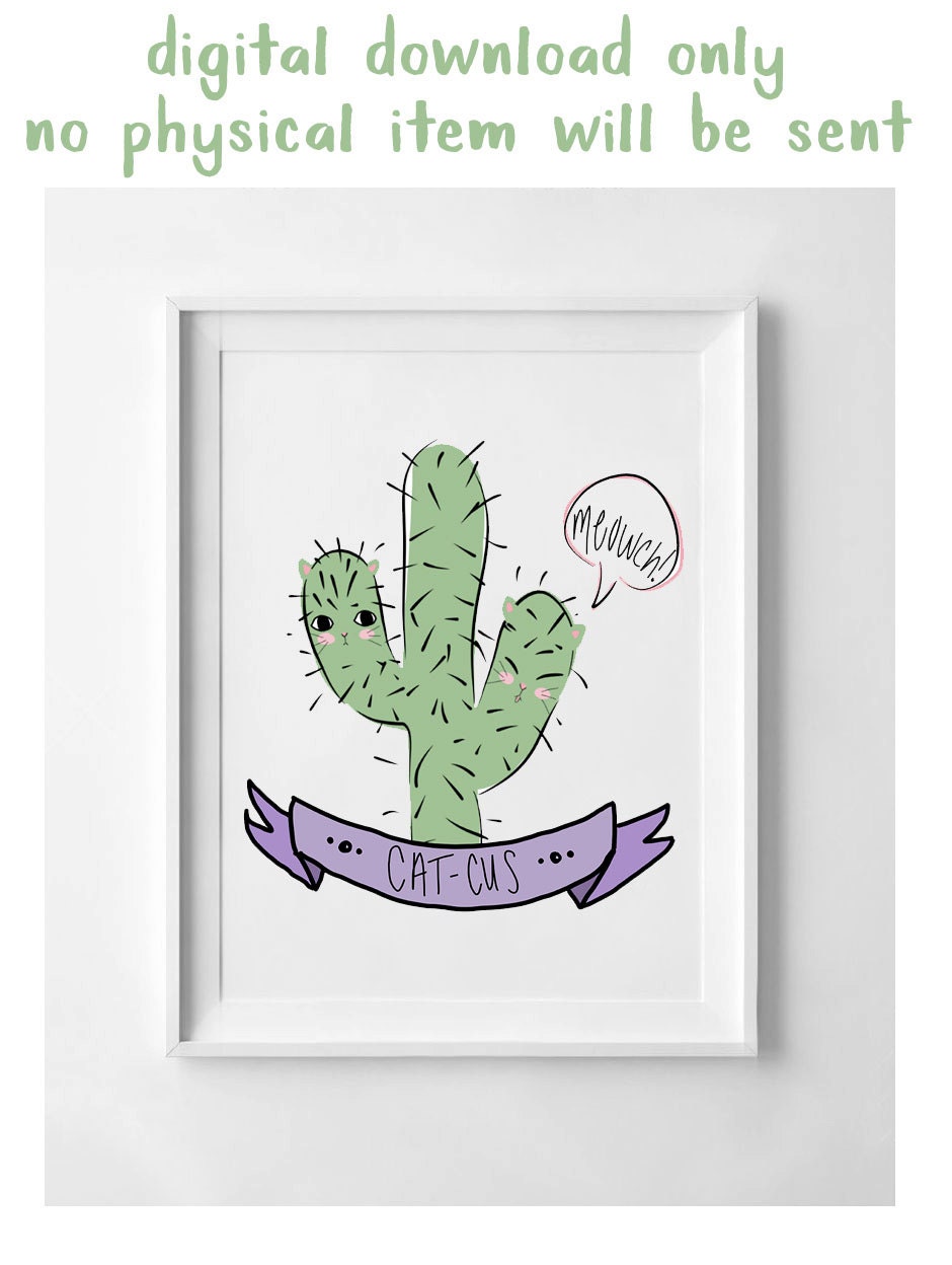 Cat-cus digital picture cat cactus cartoon kawaii clipart