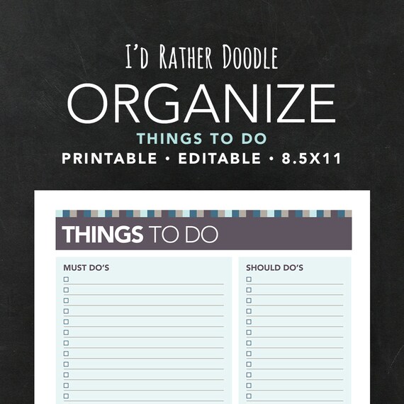 Printable Editable To Do List Printable Instant Download