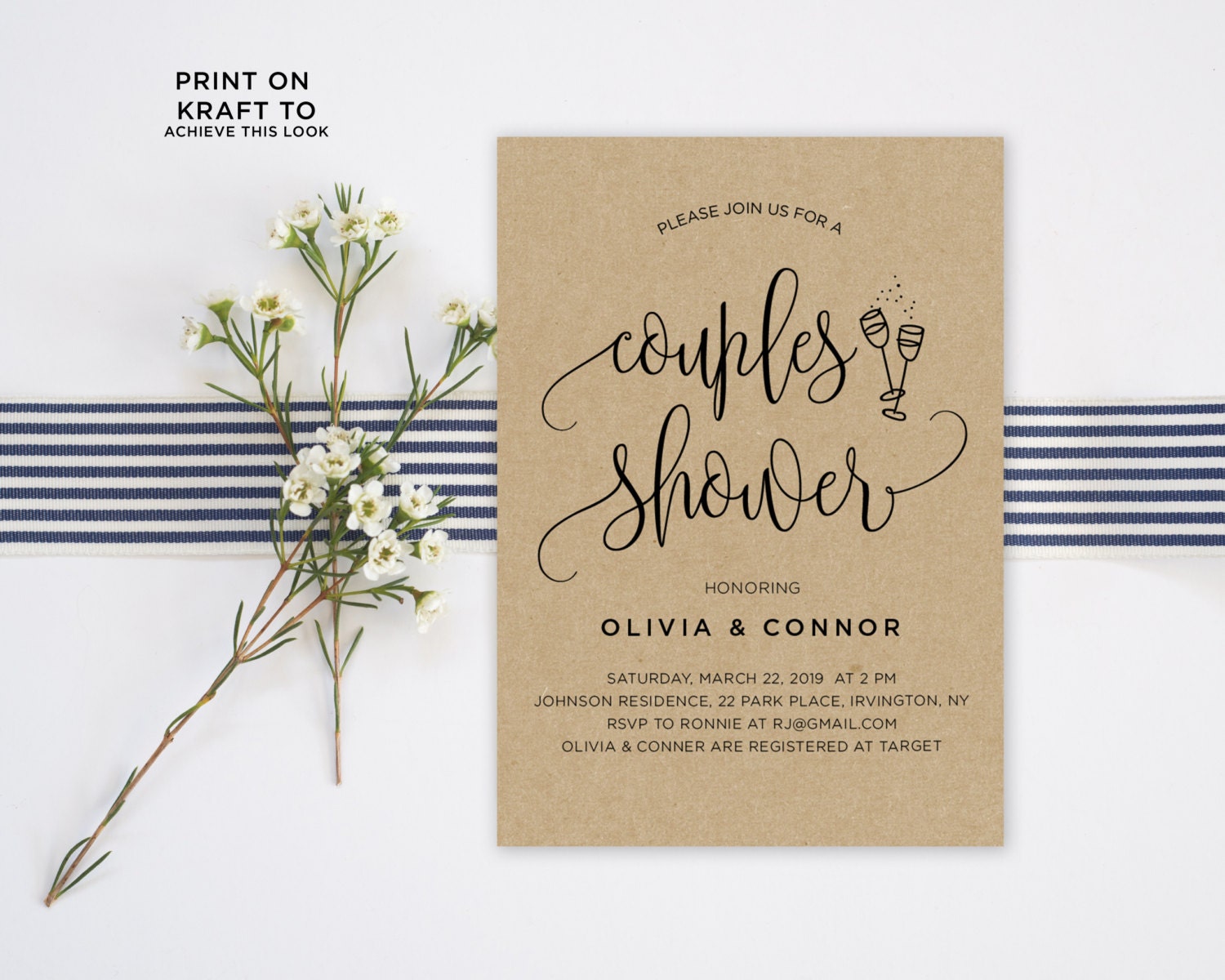 Couples Shower Invitation Template Editable Invitation