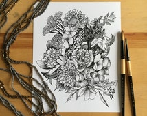 Unique ink drawing related items | Etsy