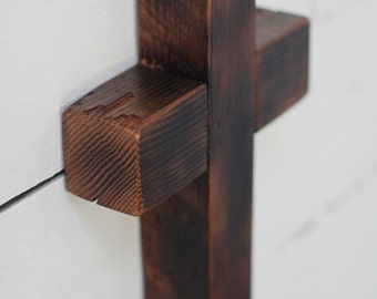 Items similar to Cross whimsical on old wood with embellishments on Etsy