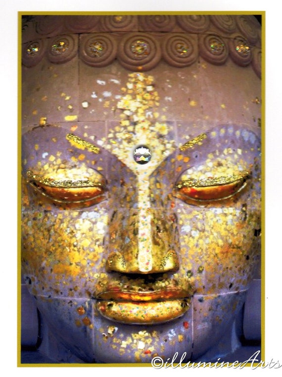 Buddha Head Hand-Embellished Card
